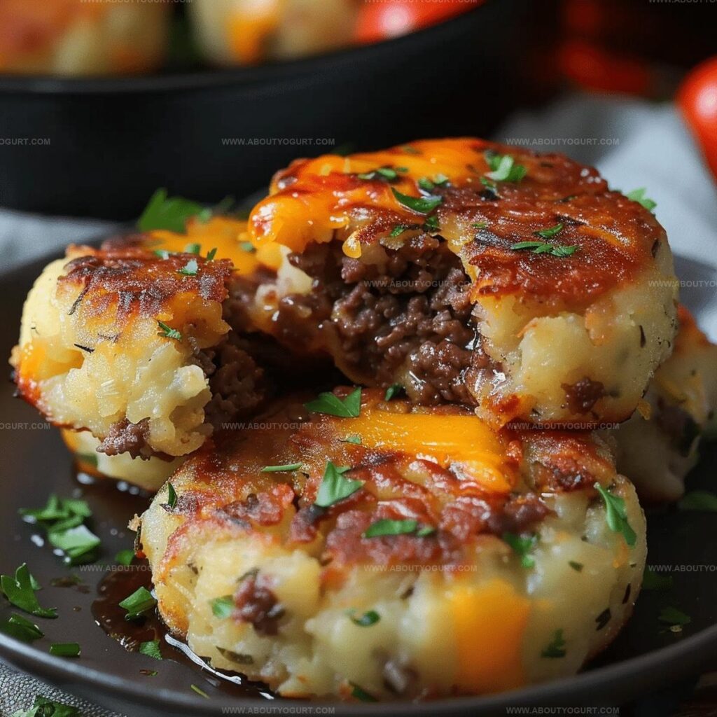 Cheesy Beef Stuffed Potato Cakes Recipe - About Yogurt