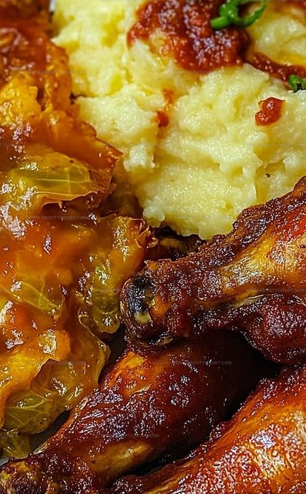 Crispy Wings with Loaded Mashed Potatoes & Fried Cabbage Recipe - About ...