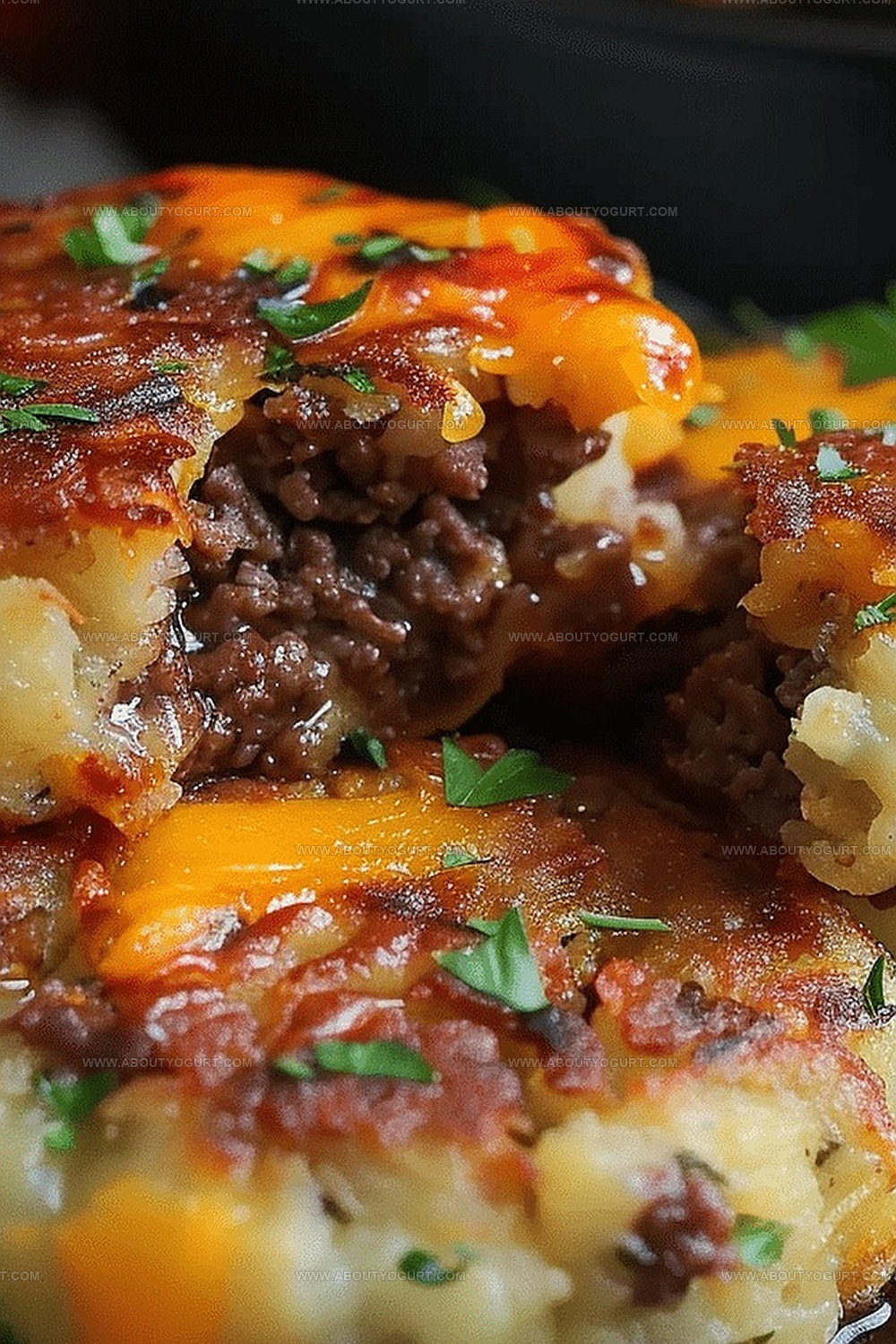Cheesy Beef Stuffed Potato Cakes Recipe - About Yogurt