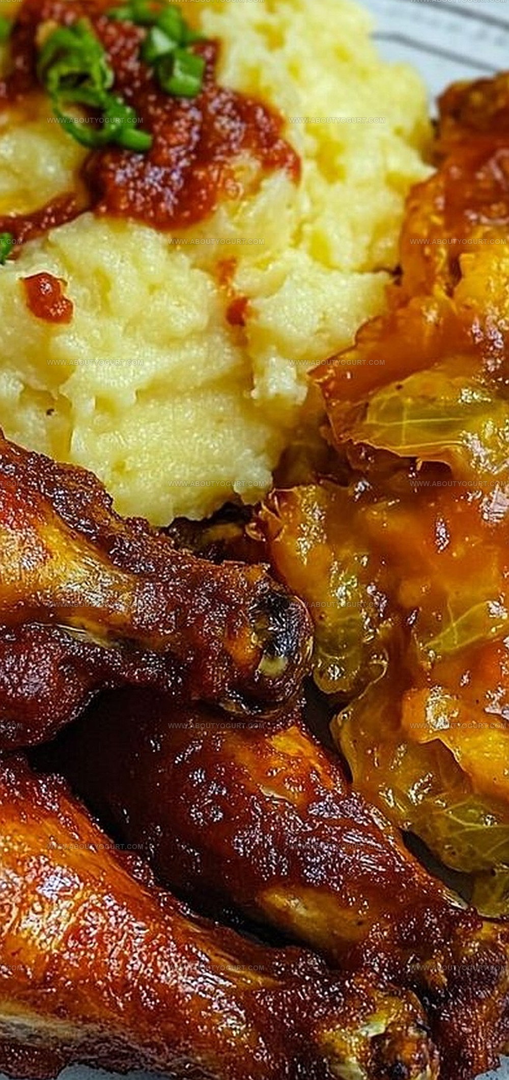 Crispy Wings with Loaded Mashed Potatoes & Fried Cabbage Recipe - About ...