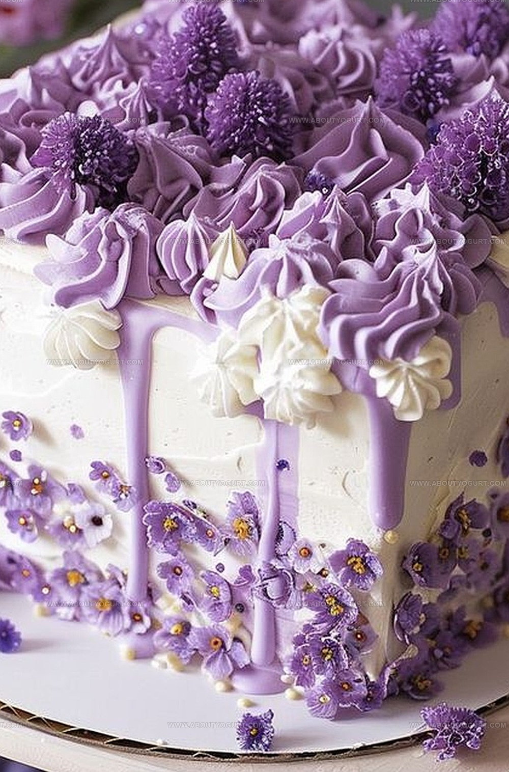 Violet Cascade Cake Recipe with Floral Flavors - About Yogurt
